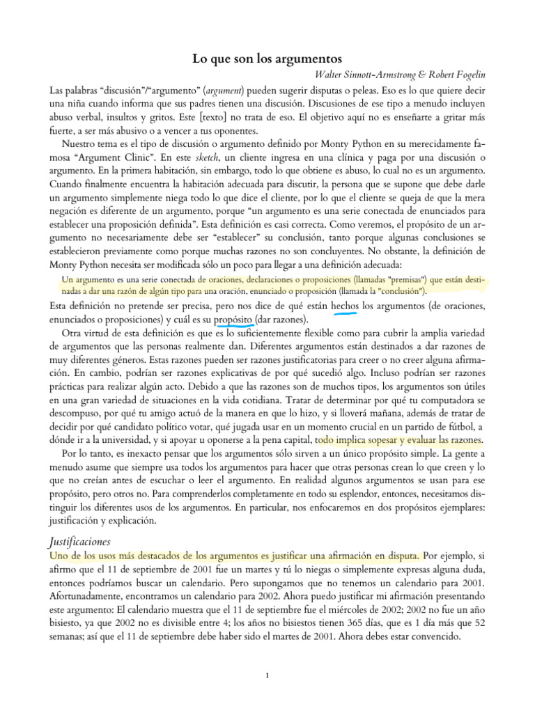 Lo Que Son Los Argumentos: Walter Sinnott-Armstrong & Robert Fogelin ...