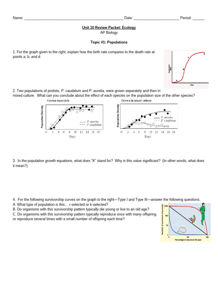 Unit 1 - Ecology - Must Knows - 2017 2018 Answer Key | PDF