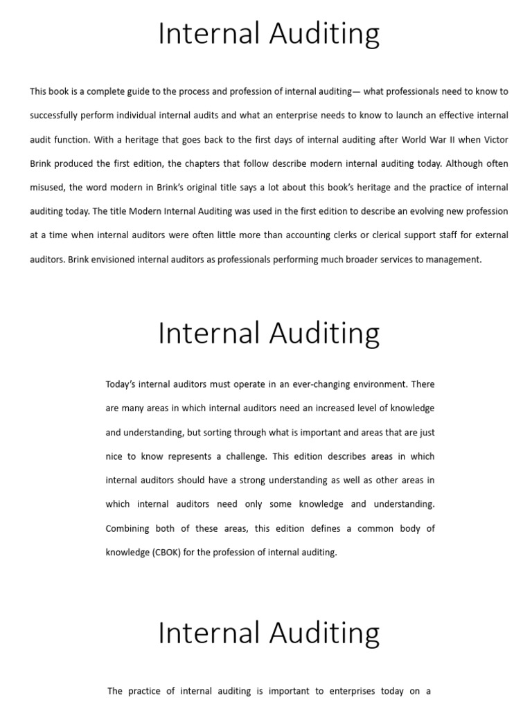 1 Internal Auditing | PDF | Career & Growth | Business