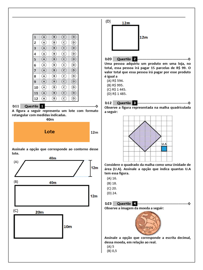 2 P.D - 2019 (2 ADA) - Mat. 5º Ano - BPW | PDF