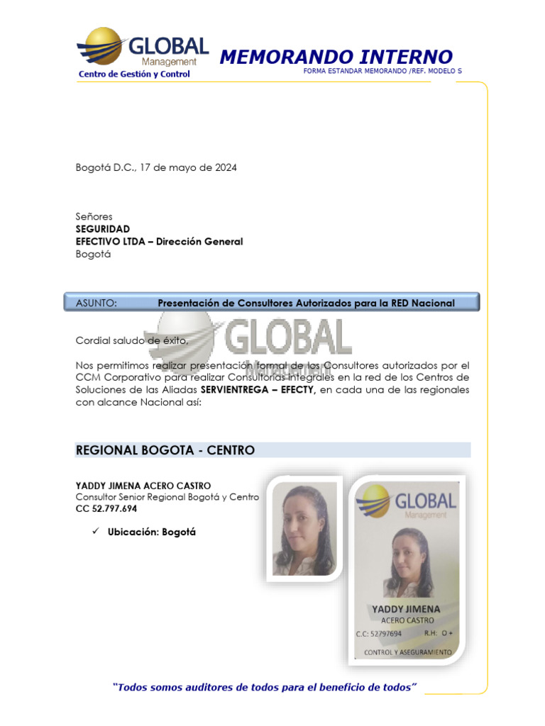 21memorando Interno ALBUM DE CONSULTORES REGIONALES AUTORIZADOS | PDF