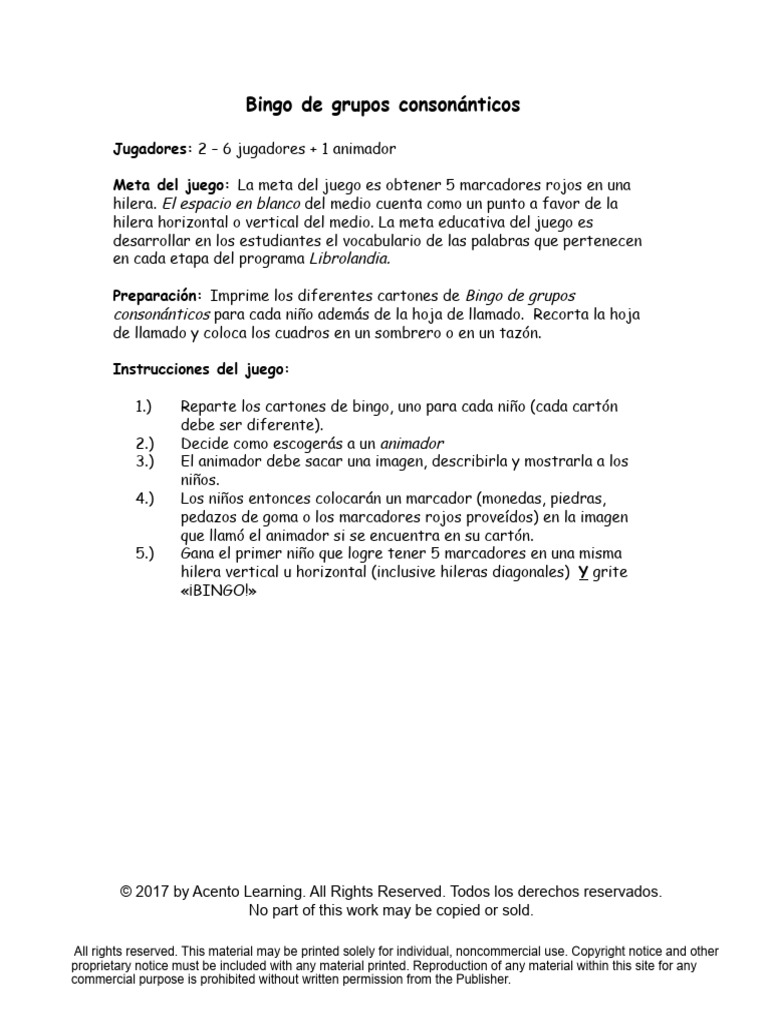 Bingo Grupos Consonanticos | PDF