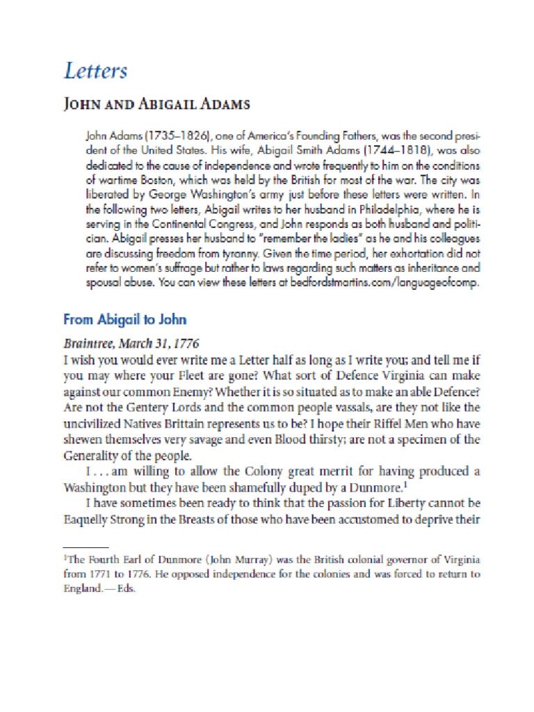 Letters by John and Abigail Adams | PDF