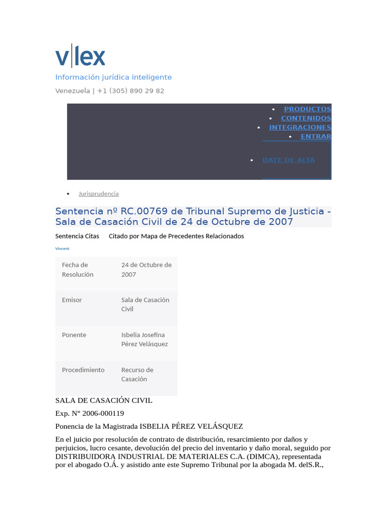 Sentencia TSJ: Caso DIMCA vs. Rockwell | PDF | Sentencia (ley ...