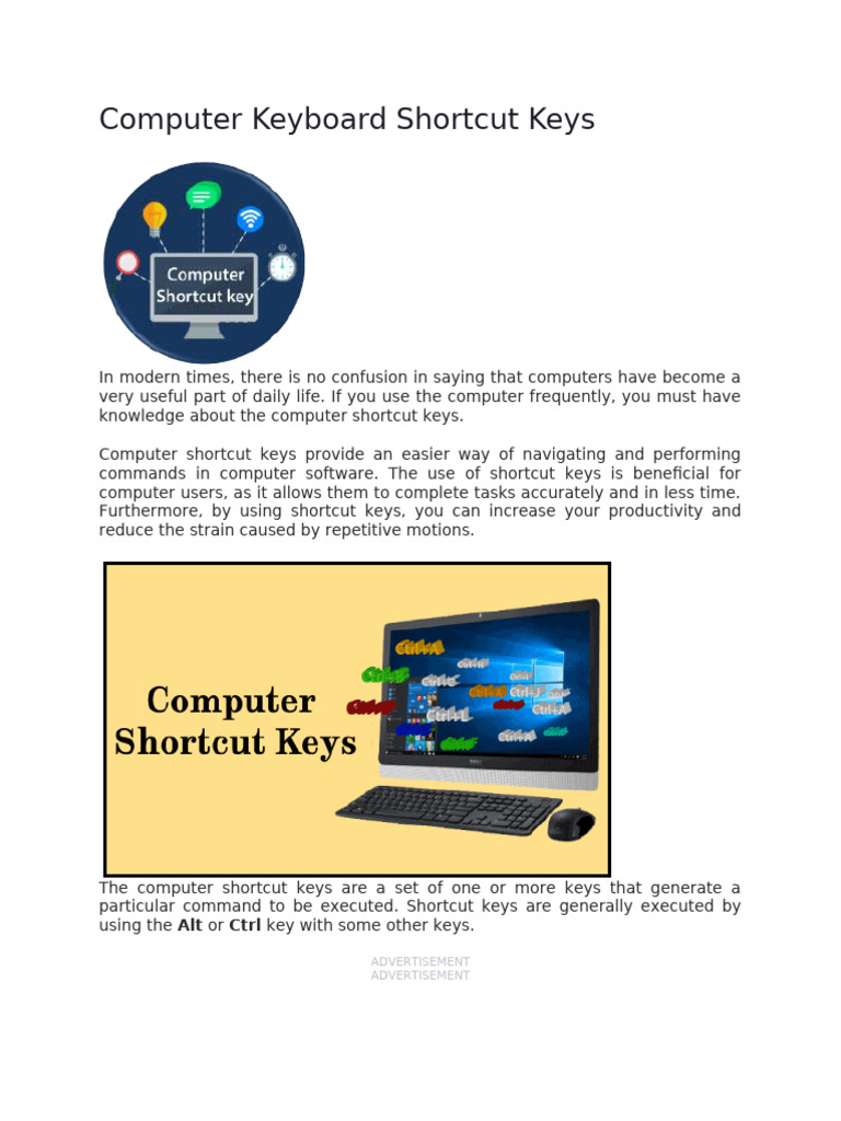 Computer Keyboard Shortcut Keys | PDF
