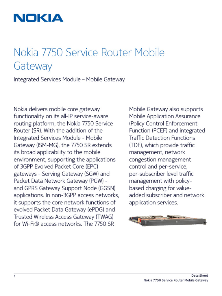 Nokia 7750 Service Router Mobile Gateway: Traffic Detection Functions ...