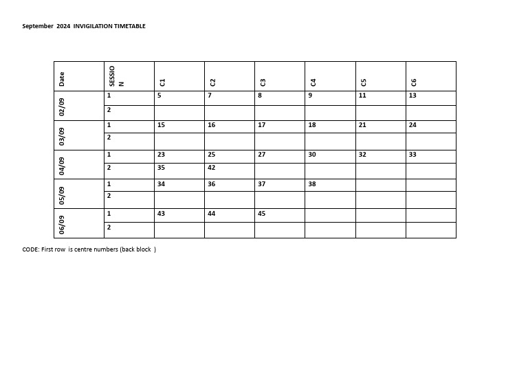 Invigilation Timetable Week 3 | PDF