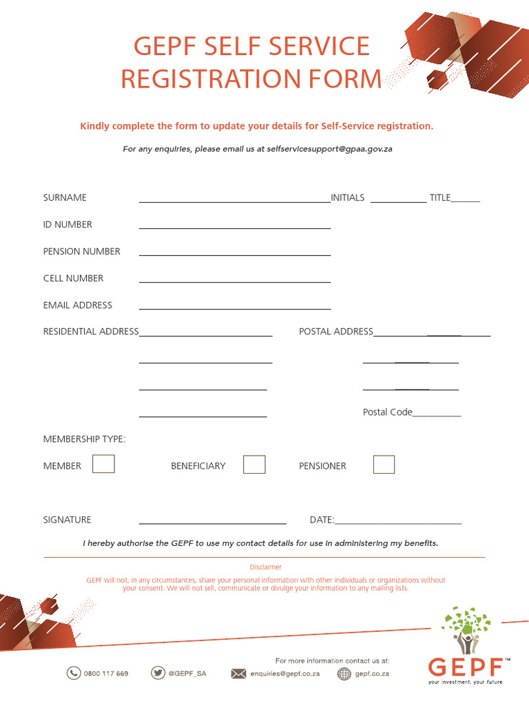Self Service Regitration Form | PDF