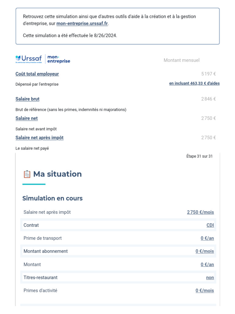 Simulateur - Calcul Du Salaire Brut - Net - Code Du Travail Numérique | PDF