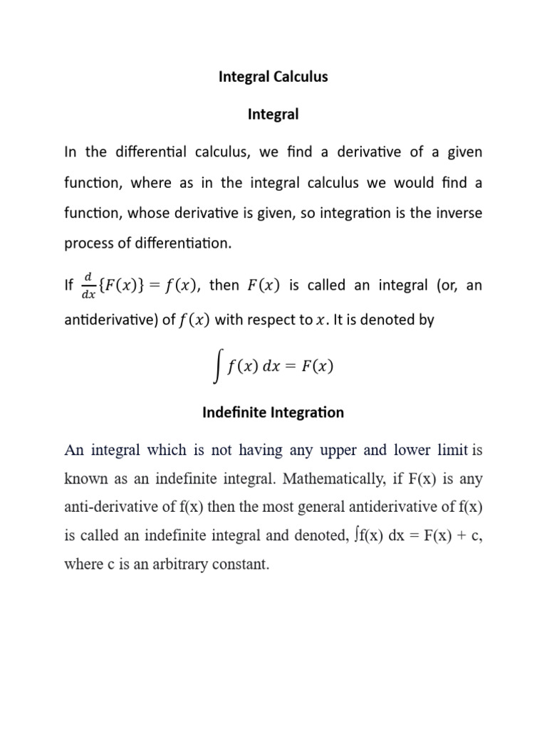 Formula of Integral Calculus | PDF