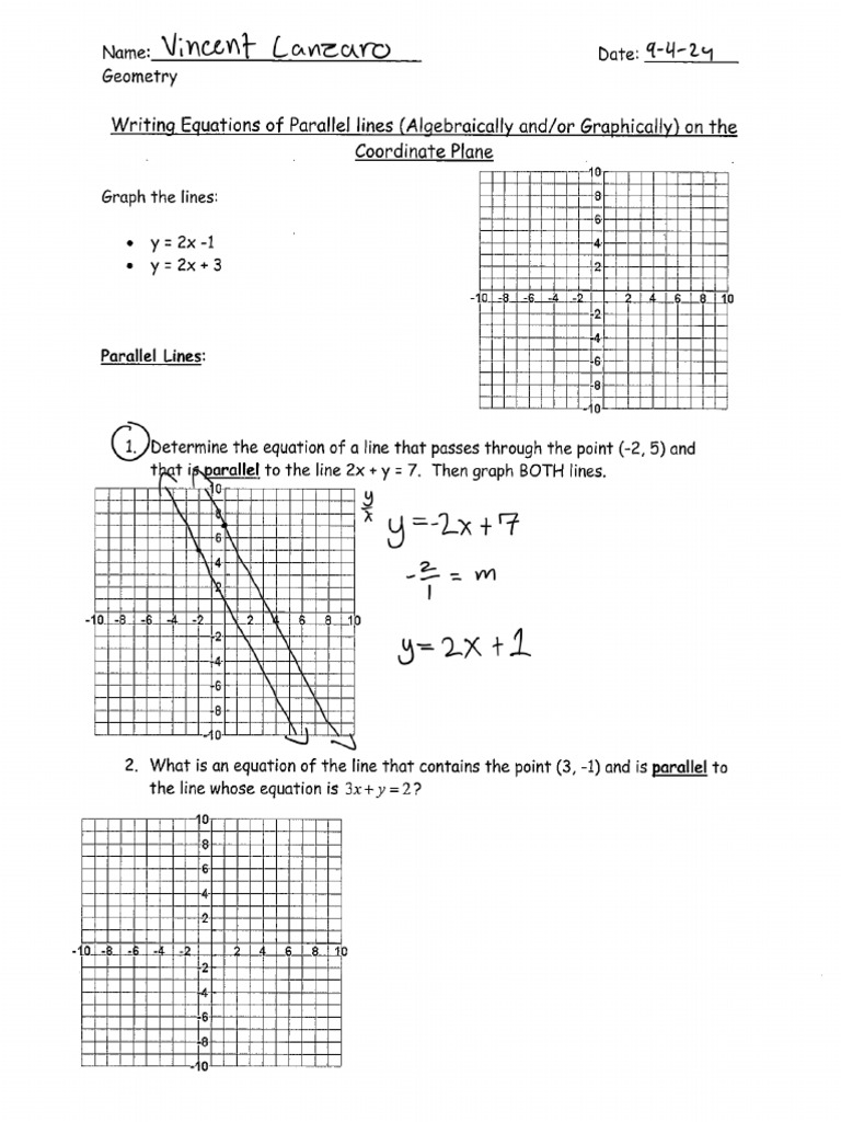 Parallel and perpendicular lines notes - annotated | PDF