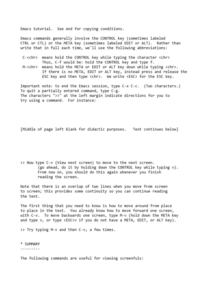 Emacs Tutorial | PDF
