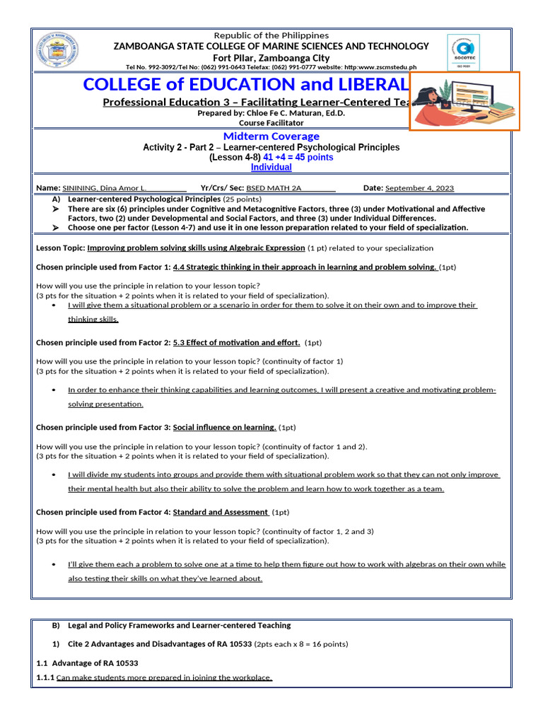PEd3 - Activity 2 Midterm Coverage | PDF | Learning | Motivation