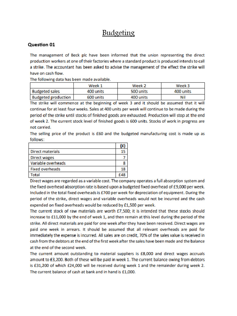 Budgeting Questions | PDF