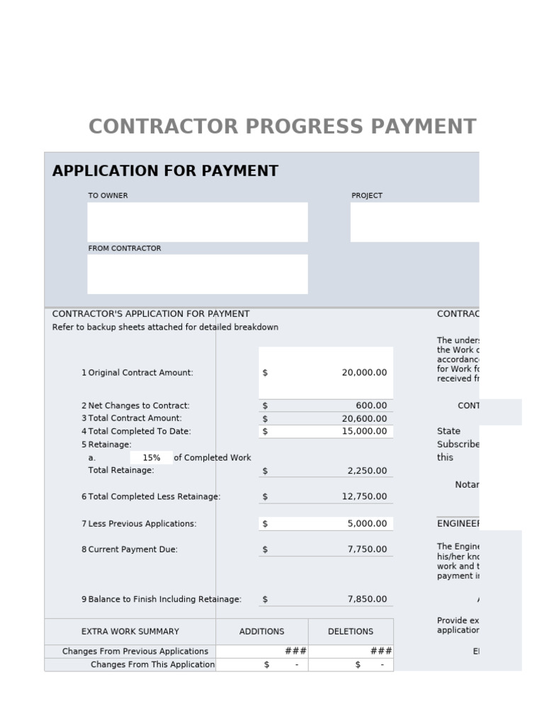 Contractor Progress Payment | PDF