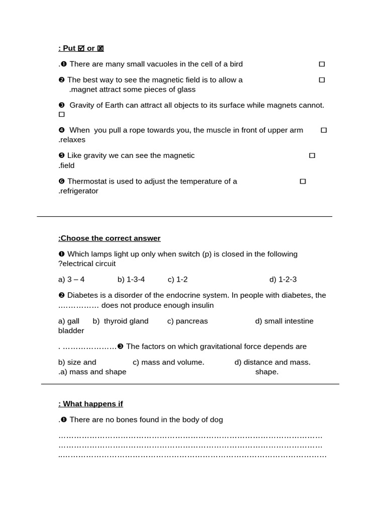 Science Exam 6 Pri | PDF