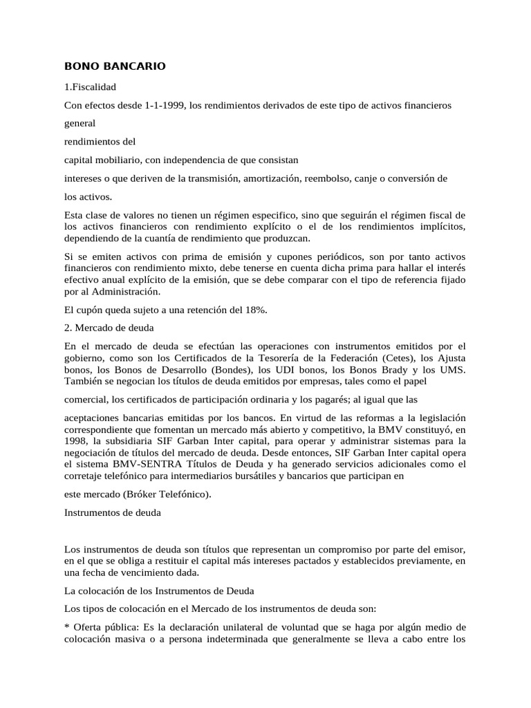 Bonos Bancarios | PDF | Bancos | Derecho