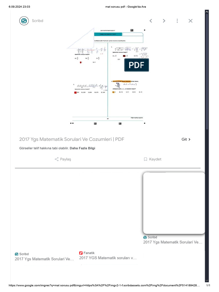 2017 Ygs Matematik Sorulari Ve Cozumleri - PDF: Scribd | PDF