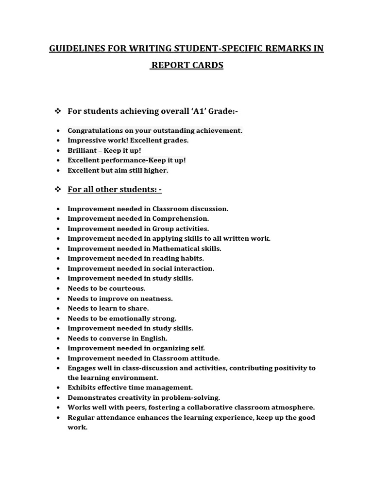 Guidelines for Remarks | PDF