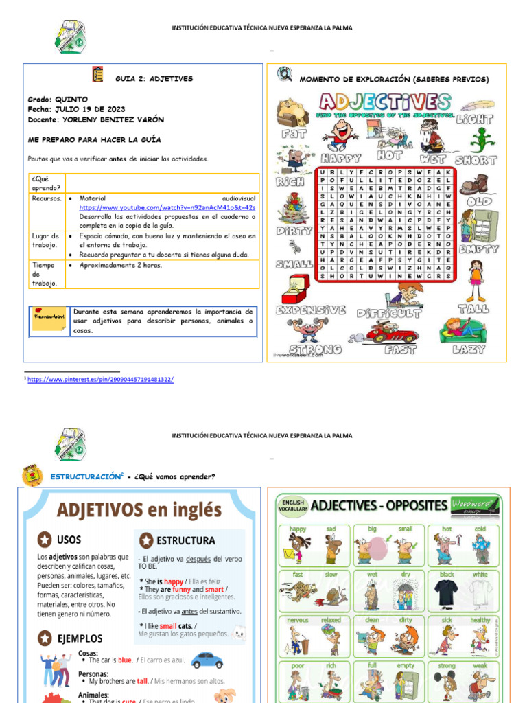 GUIA 2 ADJETIVES | PDF