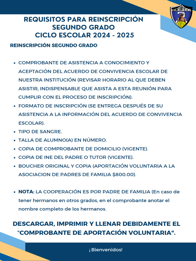 Reinscripción 2do Grado | PDF