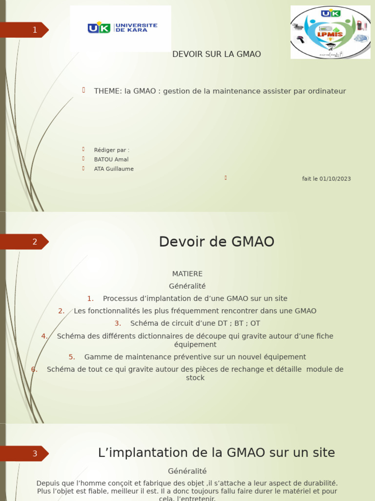 Devoir Sur La Gmao | PDF