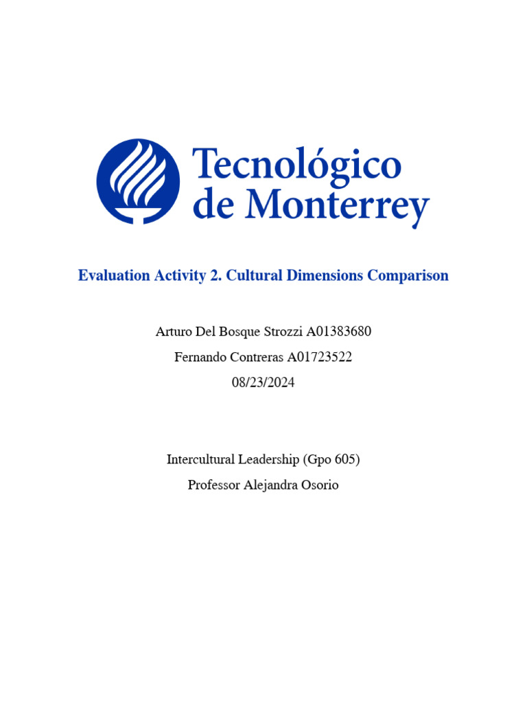 Evaluation Activity 2. Cultural Dimensions Comparison | PDF