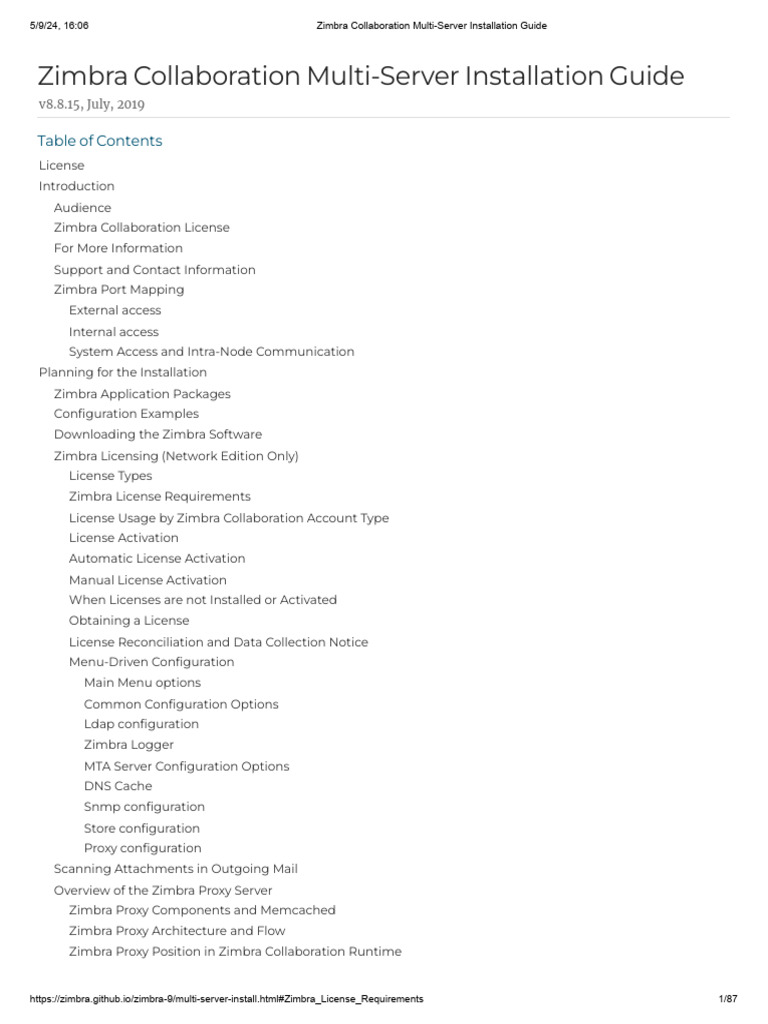 Zimbra Collaboration Multi-Server Installation Guide | PDF