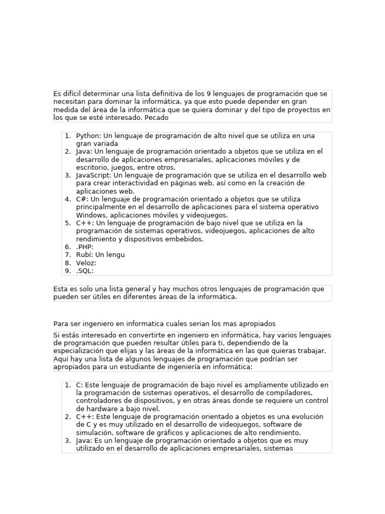 Ing. en Informatica | PDF | Computer Programming | Object Oriented Programming