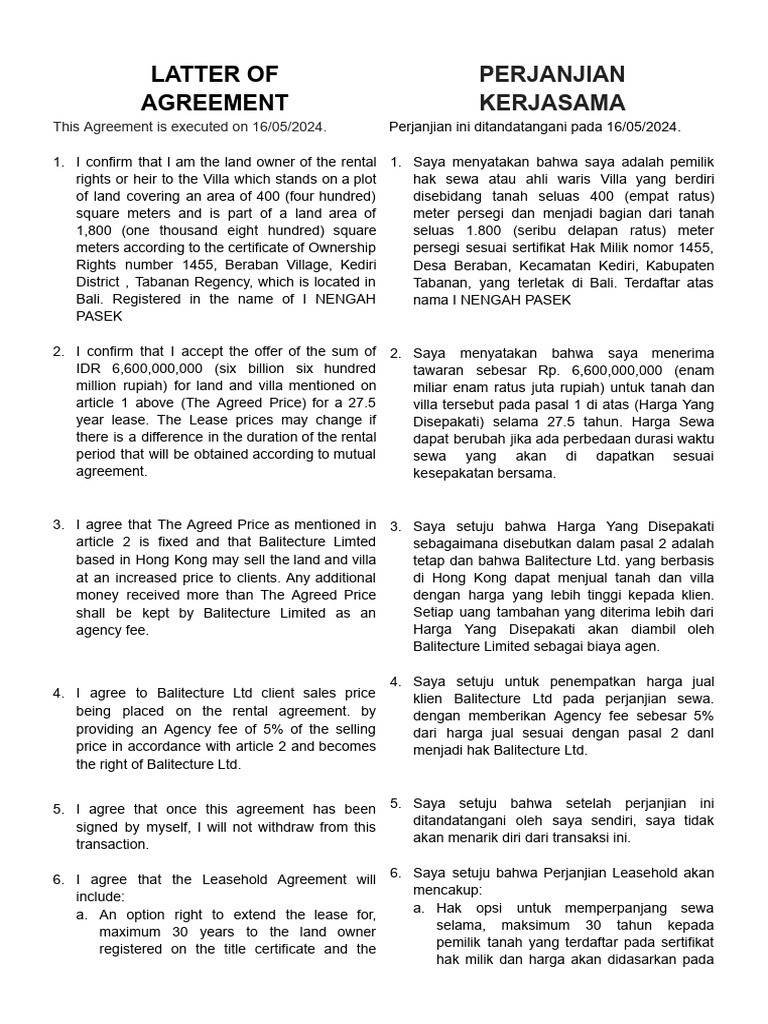 Property Owner Aggrement | PDF