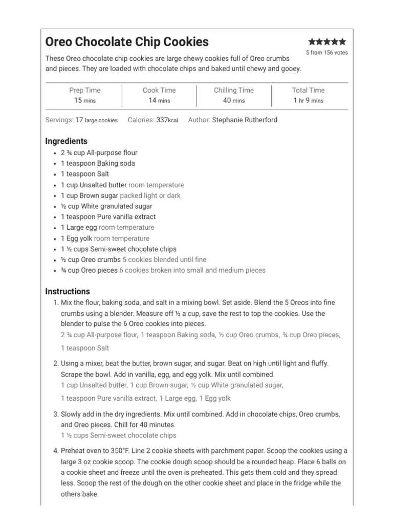 Oreo Chocolate Chip Cookies - Stephanie's Sweet Treats | PDF Oreo Chocolate Chip Cookies - Stephanie's Sweet Treats | PDF