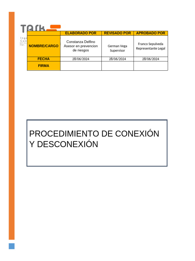 PROCEDIMIENTO CONEXION Y DESCONEXION TASK 2024 | PDF