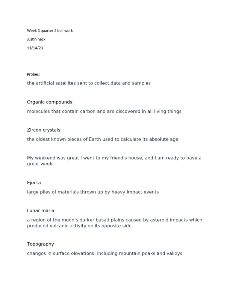 Week 3 Bellwork | PDF