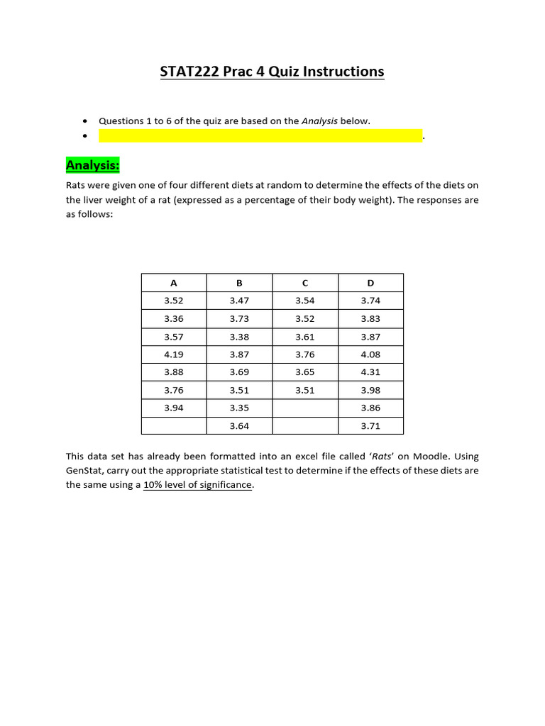Prac 4 Quiz Instructions | PDF