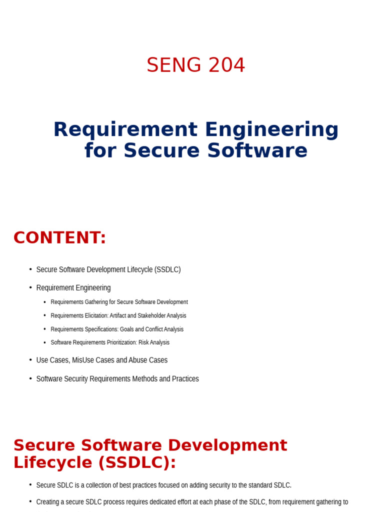 3 - SENG 204 - Requirement Engineering For Secure Software | PDF