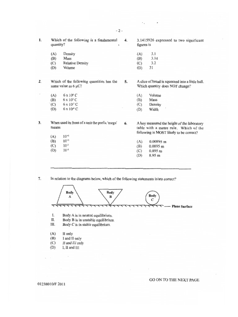 CSEC Physics P1 2011 | PDF