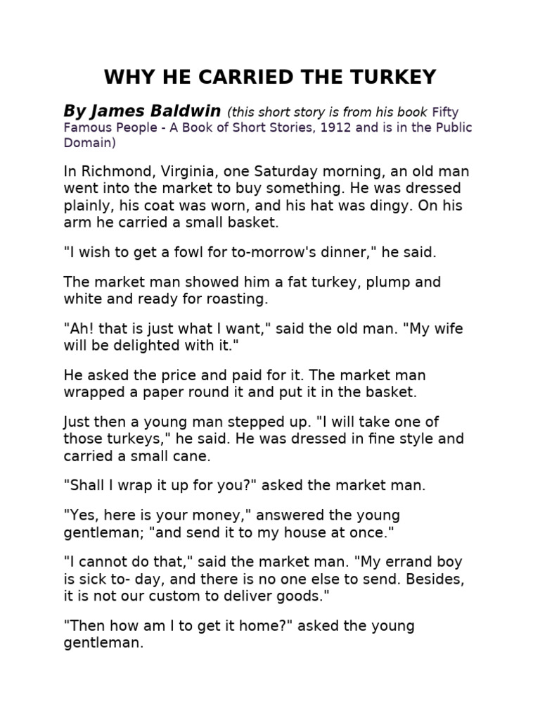 Why He Carried the Turkey | PDF