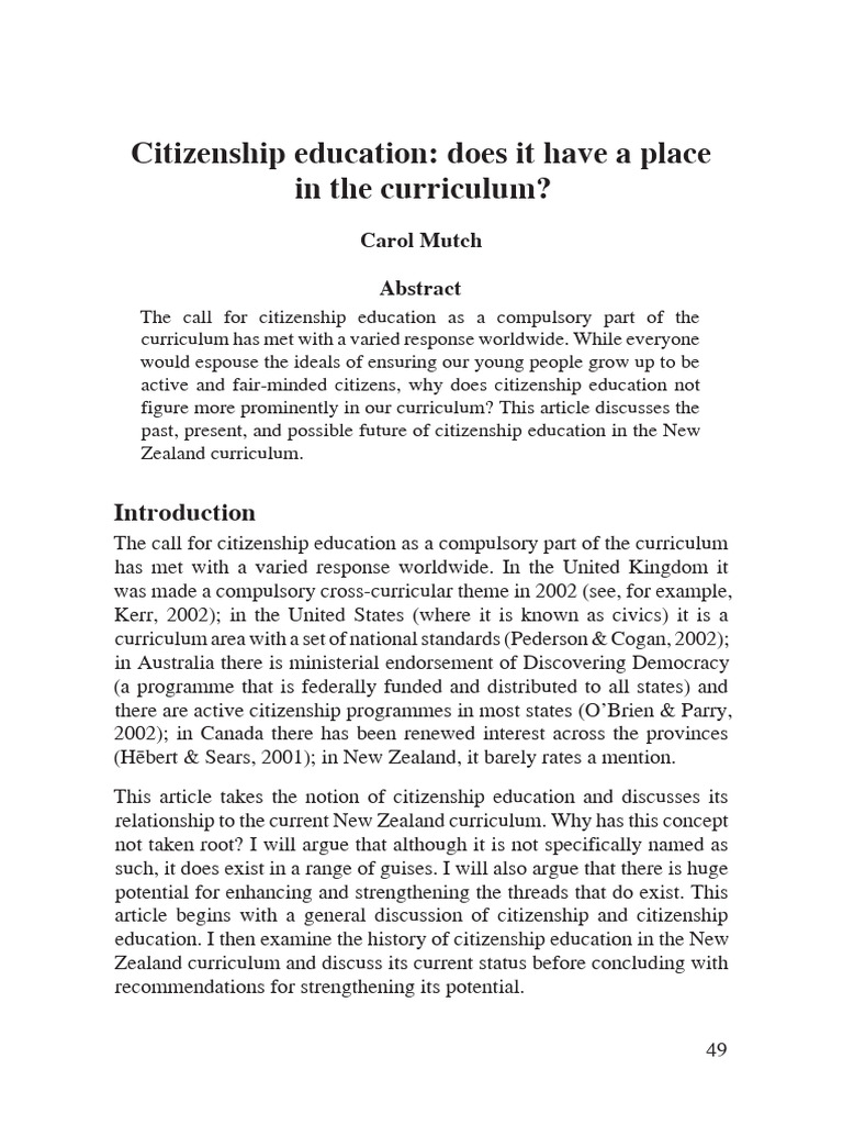 Citizenship Education | PDF