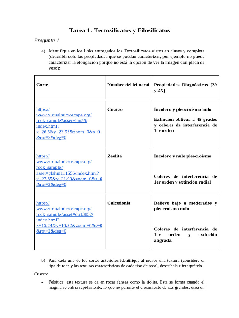 Tarea Filo y Tecto Silicatos | PDF