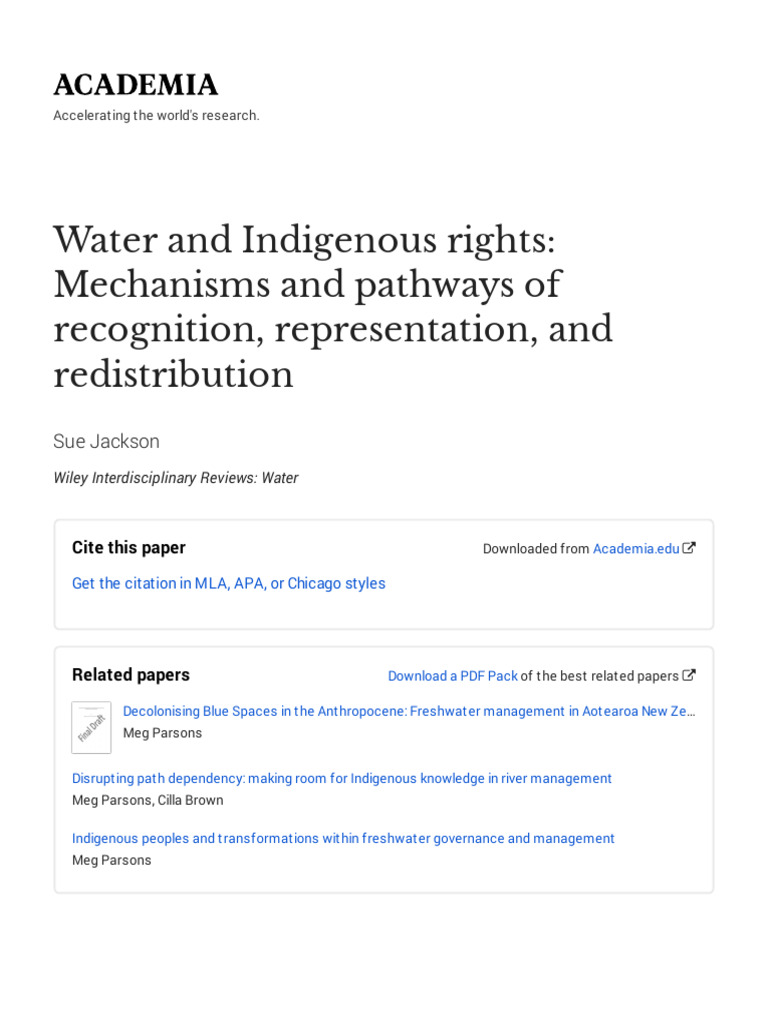 2018 Jackson Water and Indigenous Rights Mechanisms and Pathways of ...
