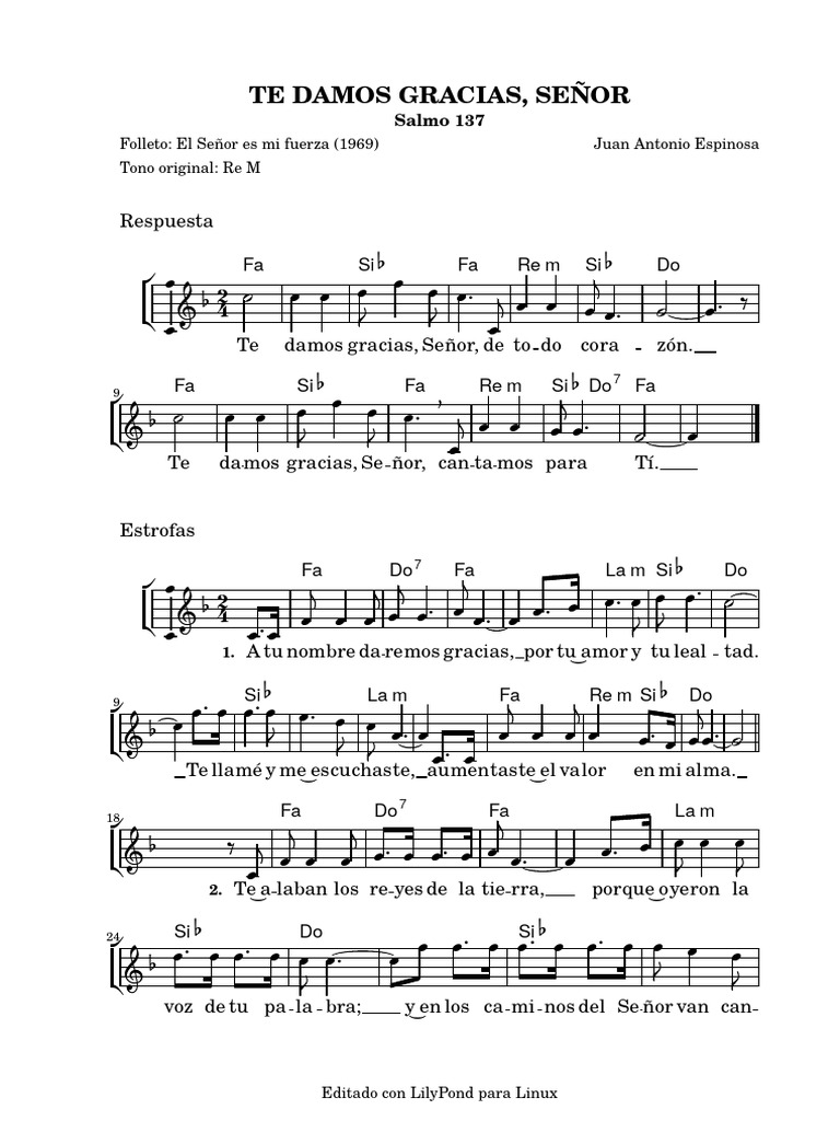 Te Damos Gracias, Señor - Letra y Acordes | PDF | Salmos | Ketuvim
