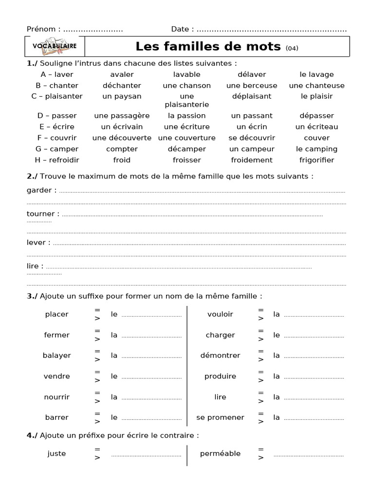 Familles de Mots 04 | PDF