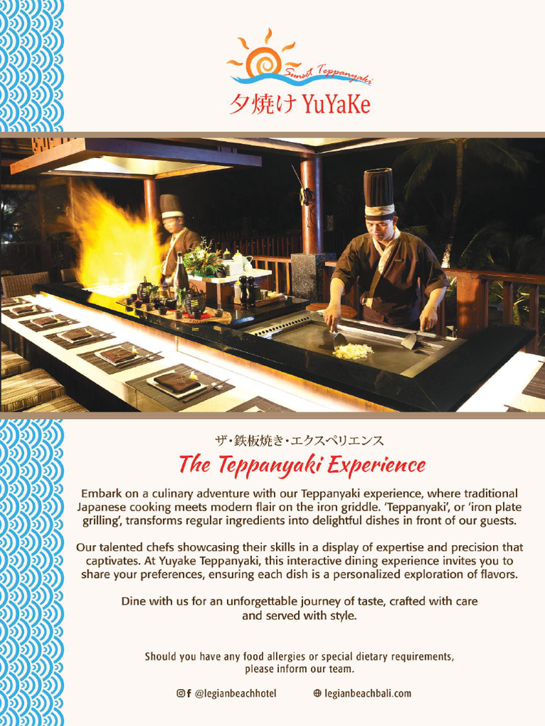 Yuyake Teppanyaki Restaurant Menu May 2024 | PDF