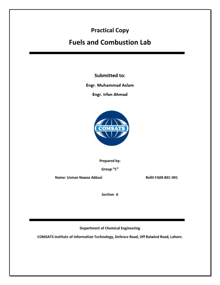 Fuels and Combustion Lab: Practical | PDF