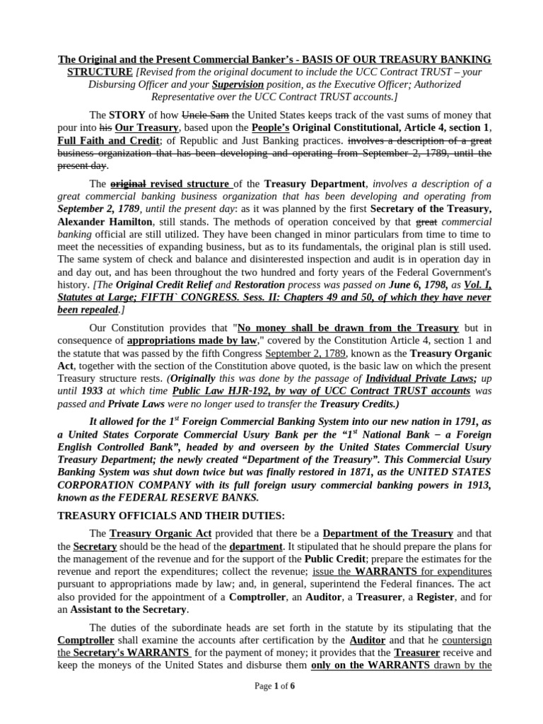 Basis of The Treasury Banking Structure | PDF