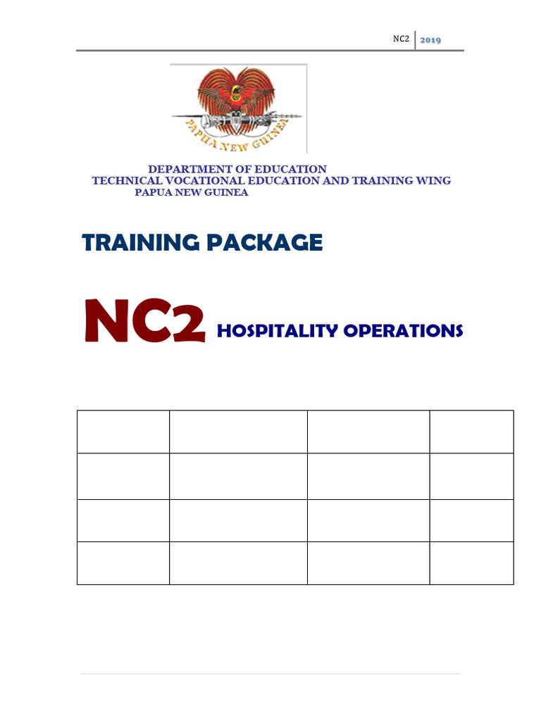NC2 Hospitality Operations 2024 | PDF