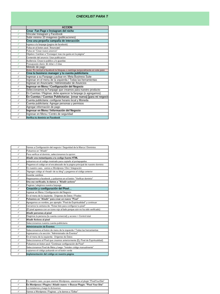 CHECKLIST Pixel - Vulkano | PDF