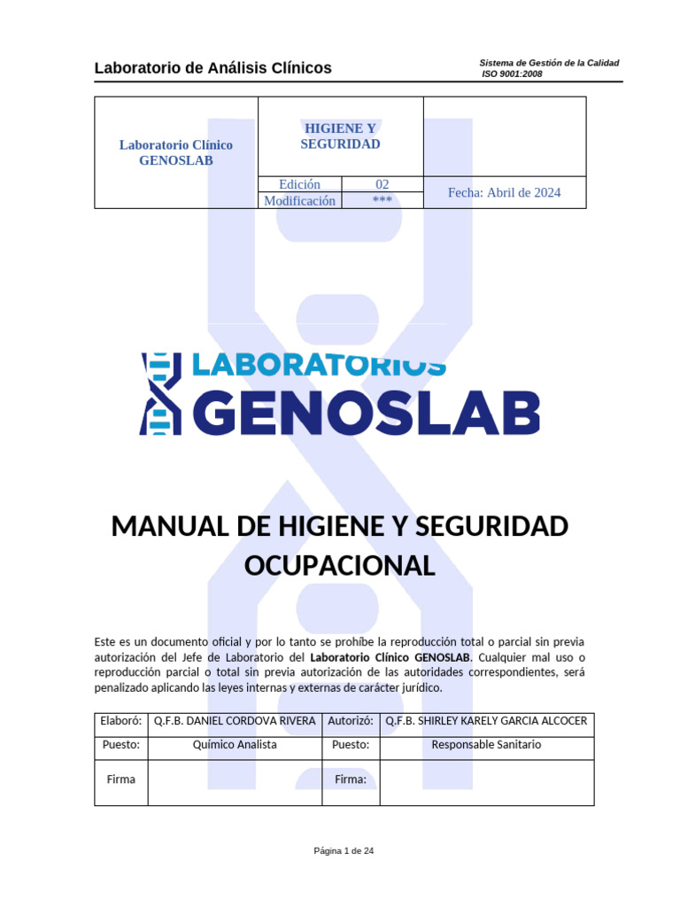 4.-Manual de Higiene y Seguridad Ocupacional 2024 | PDF
