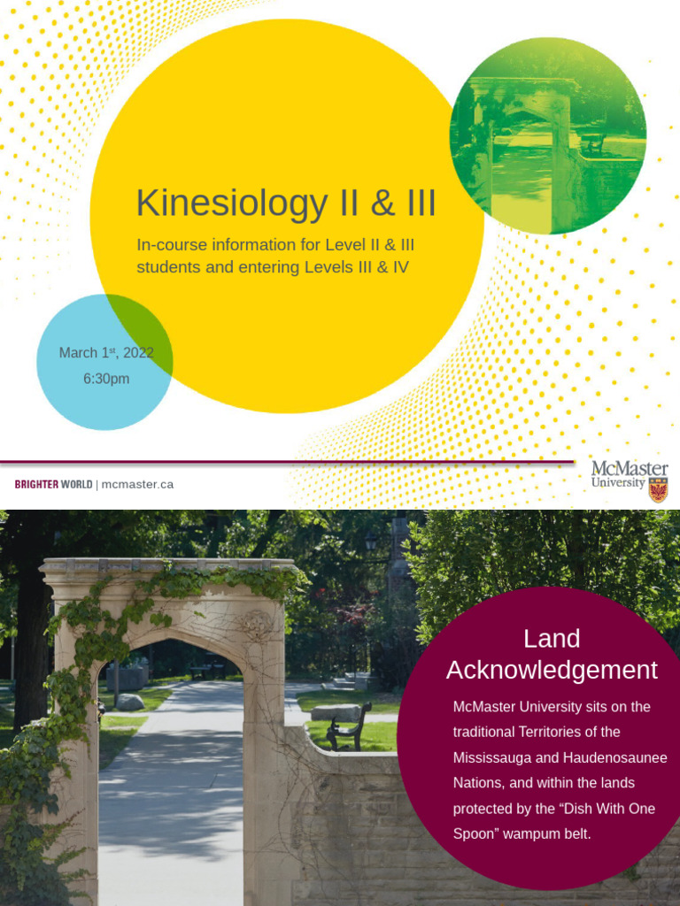 Kinesiology II & III - Kin Info Session (FINAL) | PDF