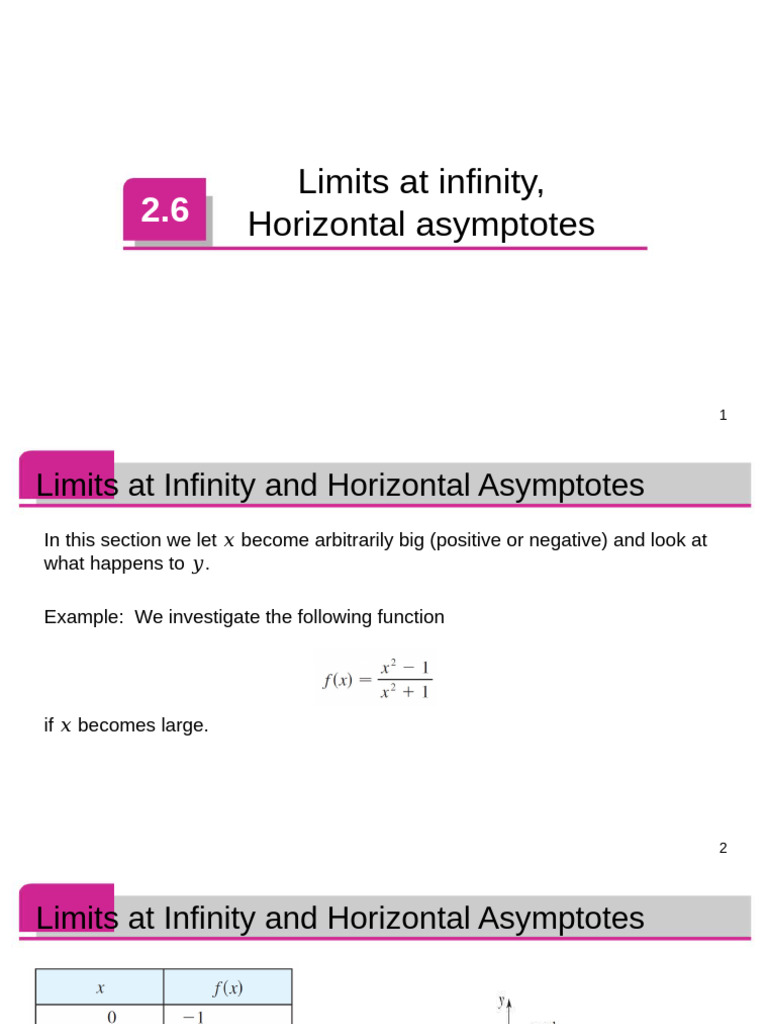 2.6 Limits at Infinity, Horisontal Asymptotes | PDF